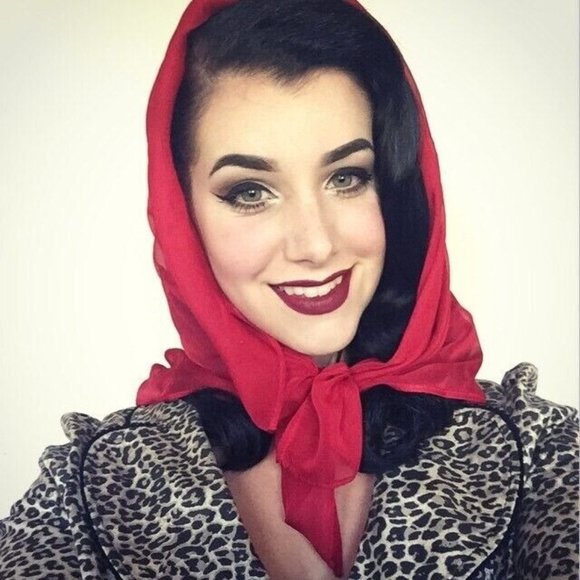 Vintage | Accessories | Vintage Long Sheer Red Nylon Scarf Rockabilly ...